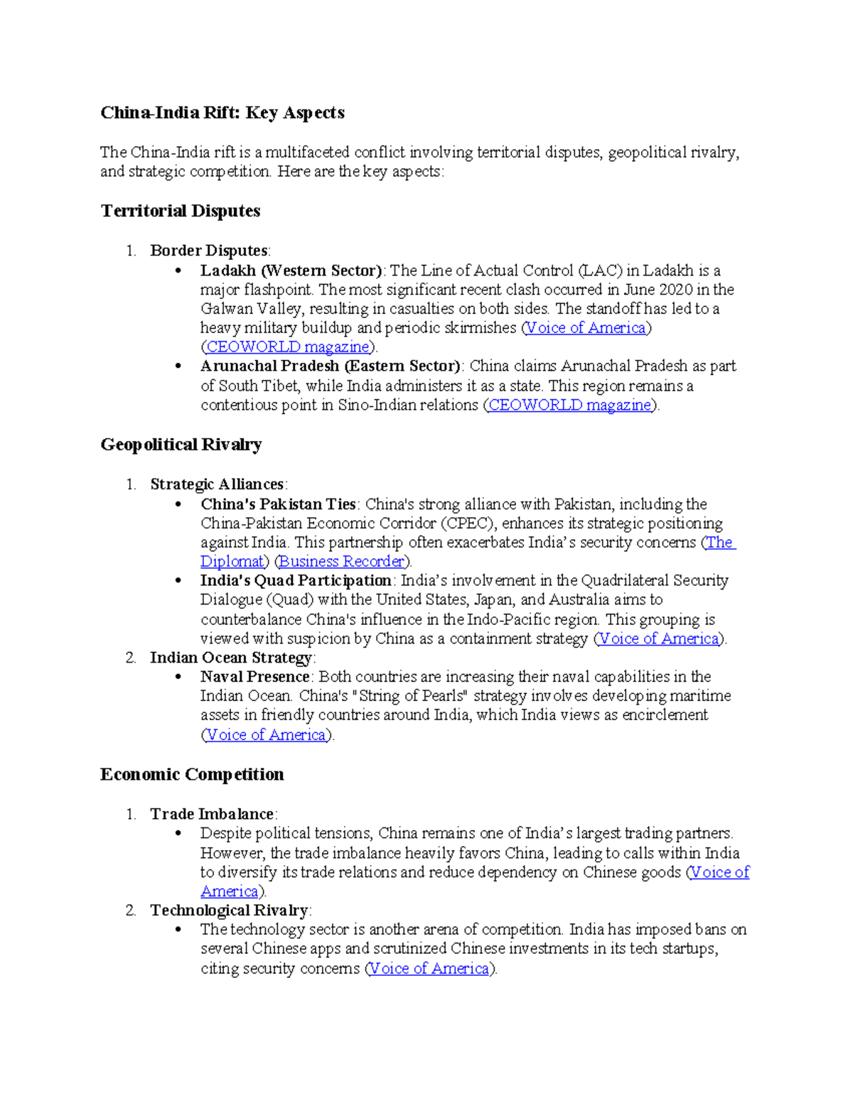 China-India Rift: Key Aspects of Historical Hostility - Studocu