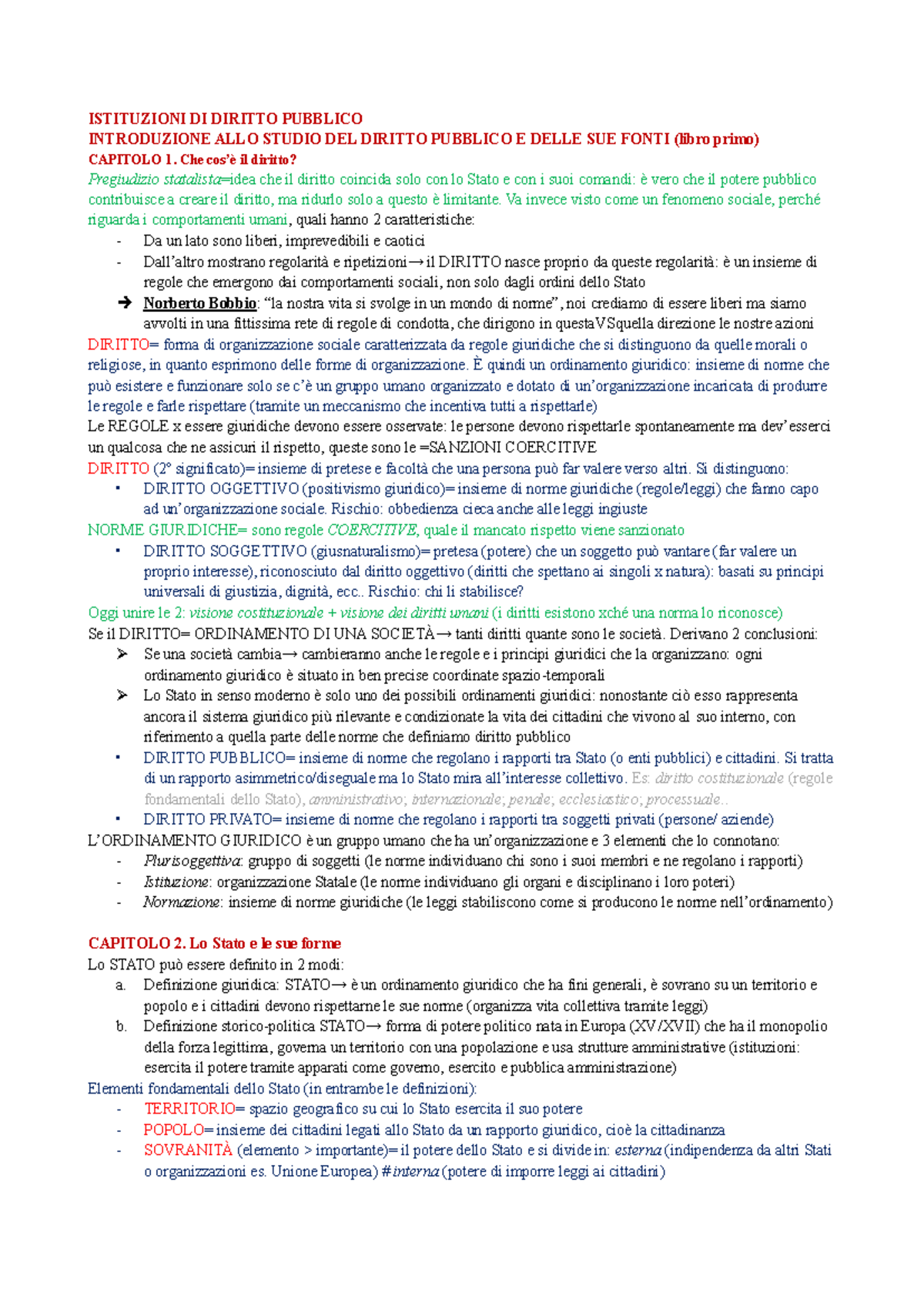 Istituzioni di Diritto Pubblico - Introduzione e Fonti (Libro 1) - Studocu