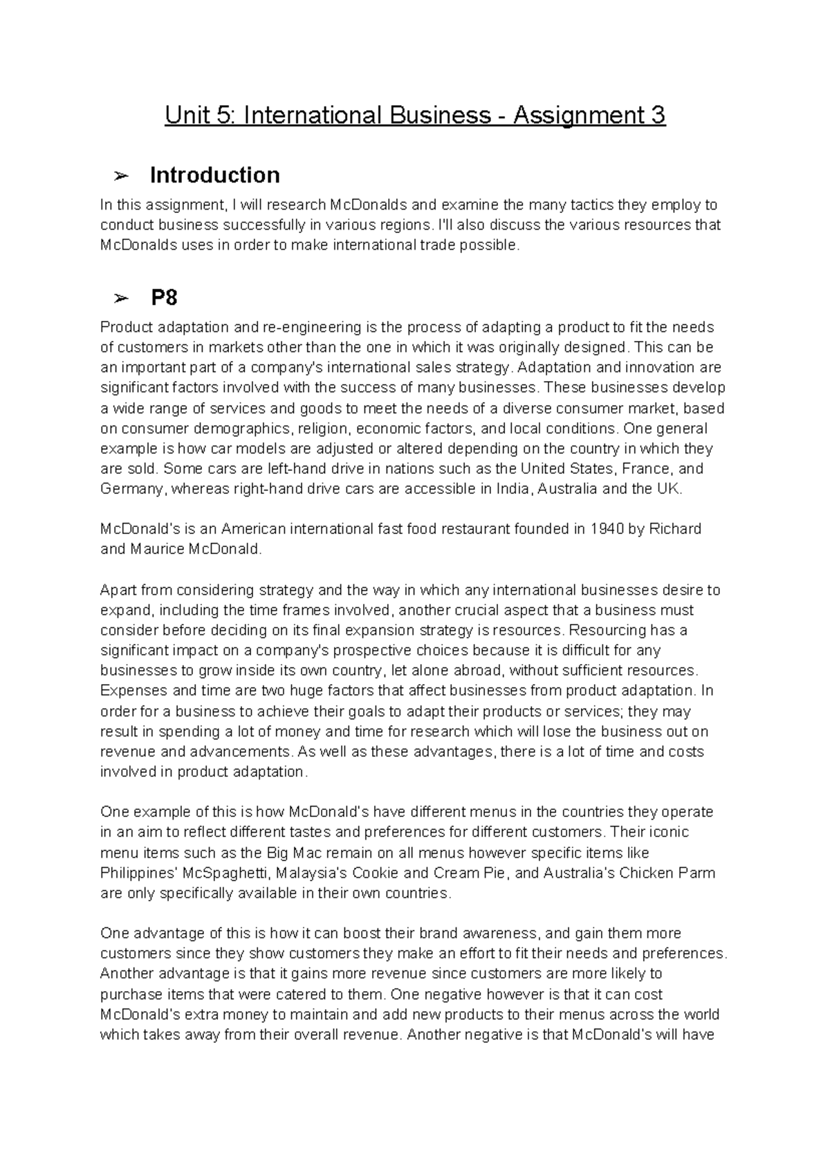 Unit 5 Assignment 3 - distinction criteria - Unit 5: International Business - Assignment 3 - Studocu