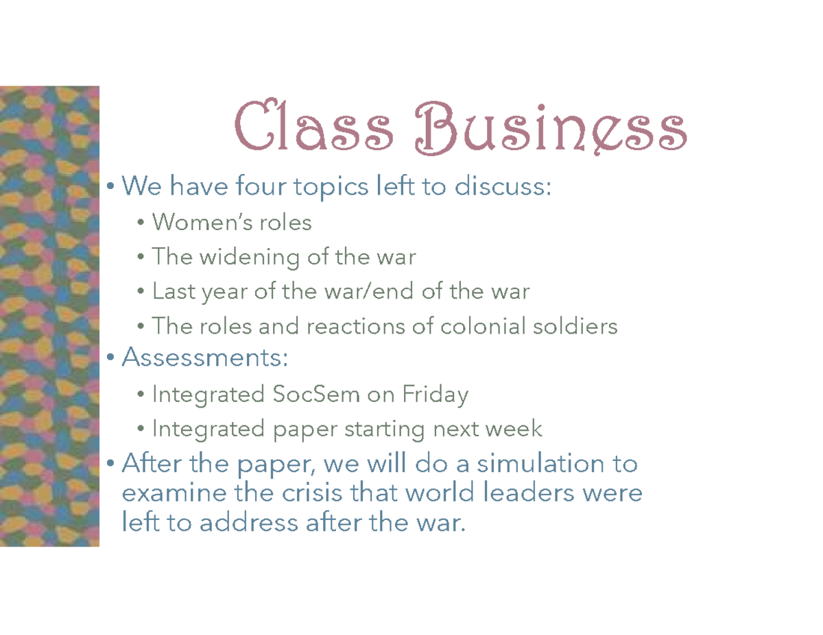 Women’s Roles and the Widening of War: Impact on Society in WWI - Studocu