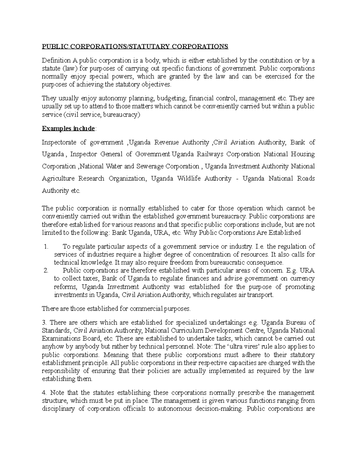 Public Corporations - PUBLIC CORPORATIONS/STATUTARY CORPORATIONS ...