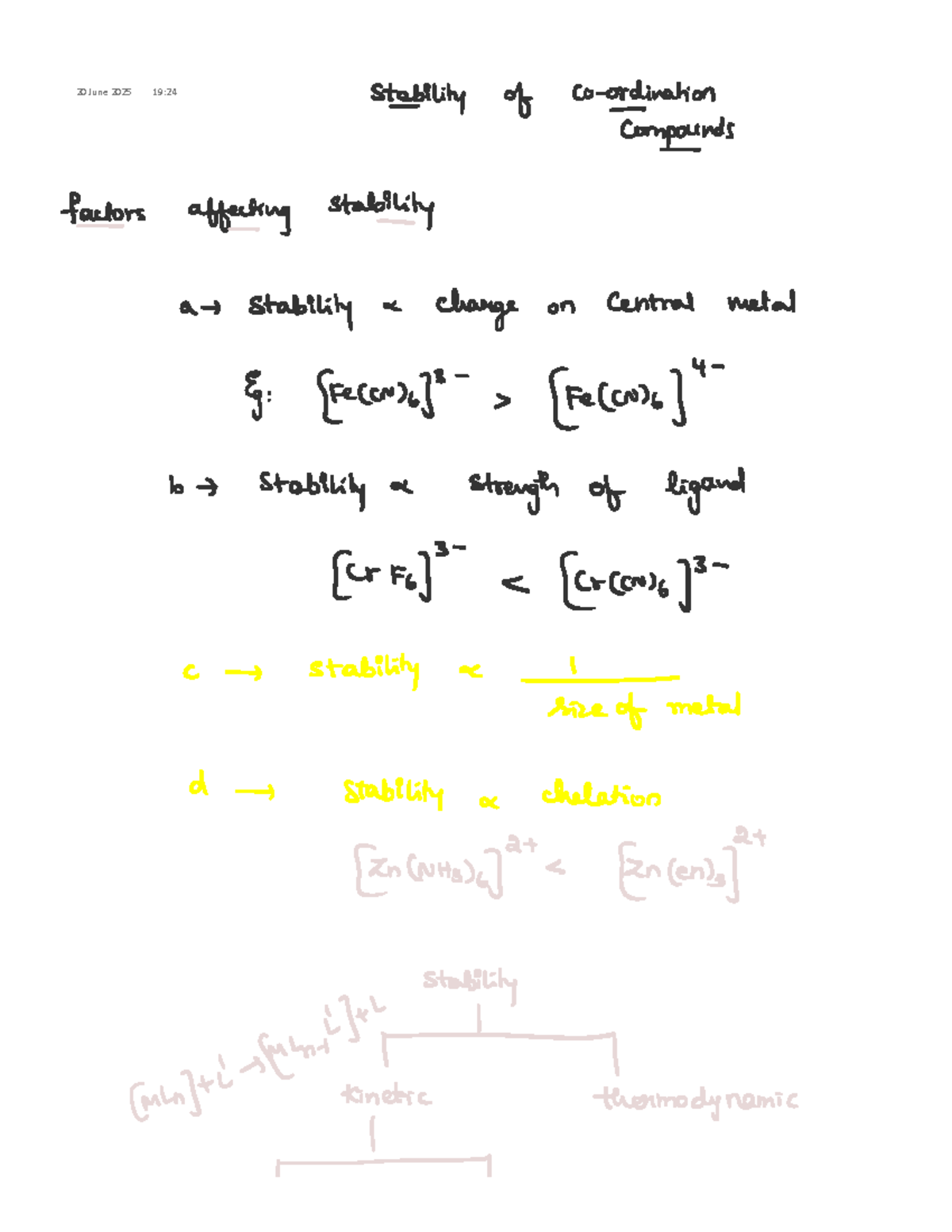 Stability Factors in Coordination Compounds: A Study Guide - Studocu