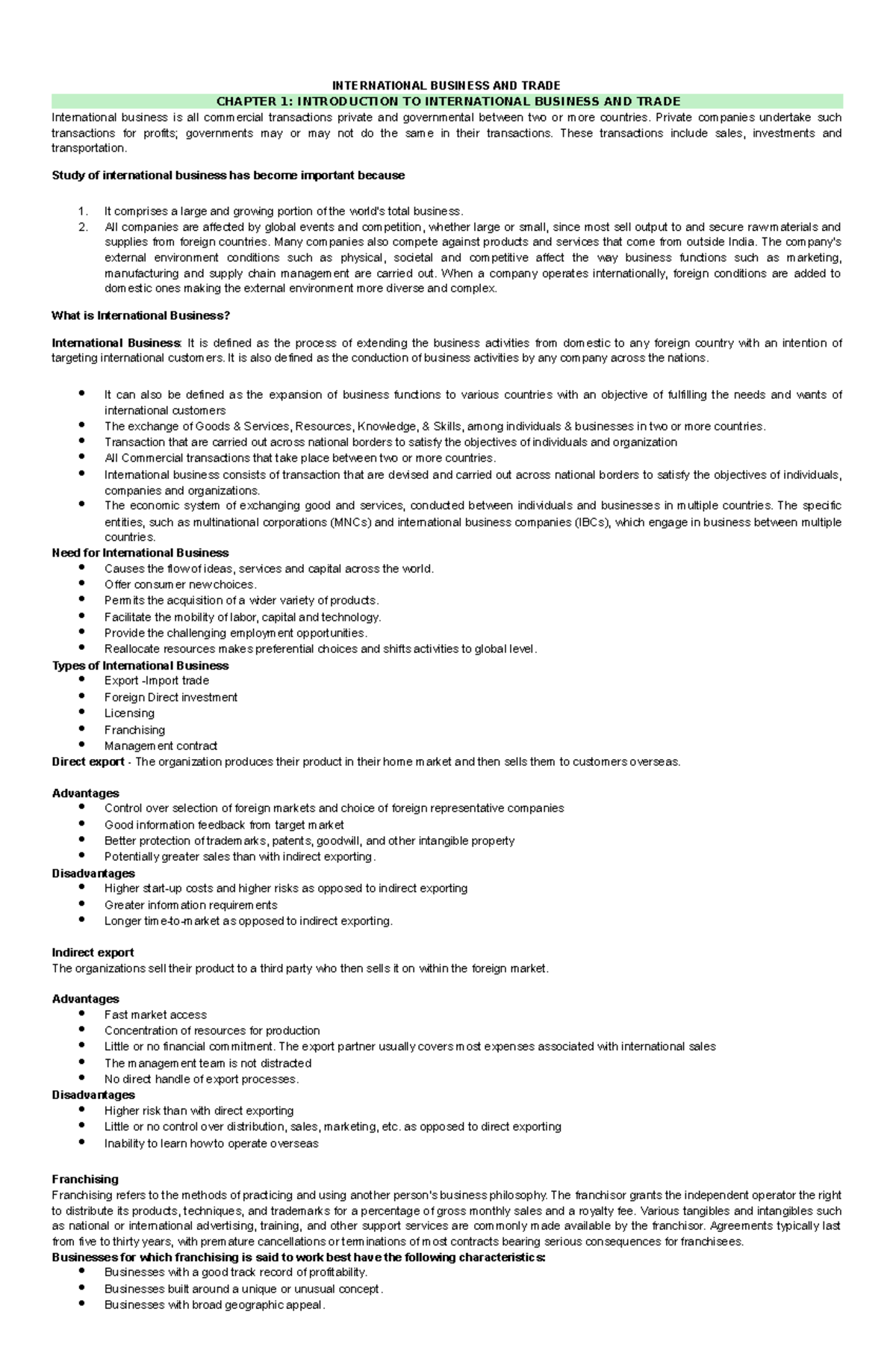 IBT - CH1-5: Overview of International Business and Trade Concepts ...