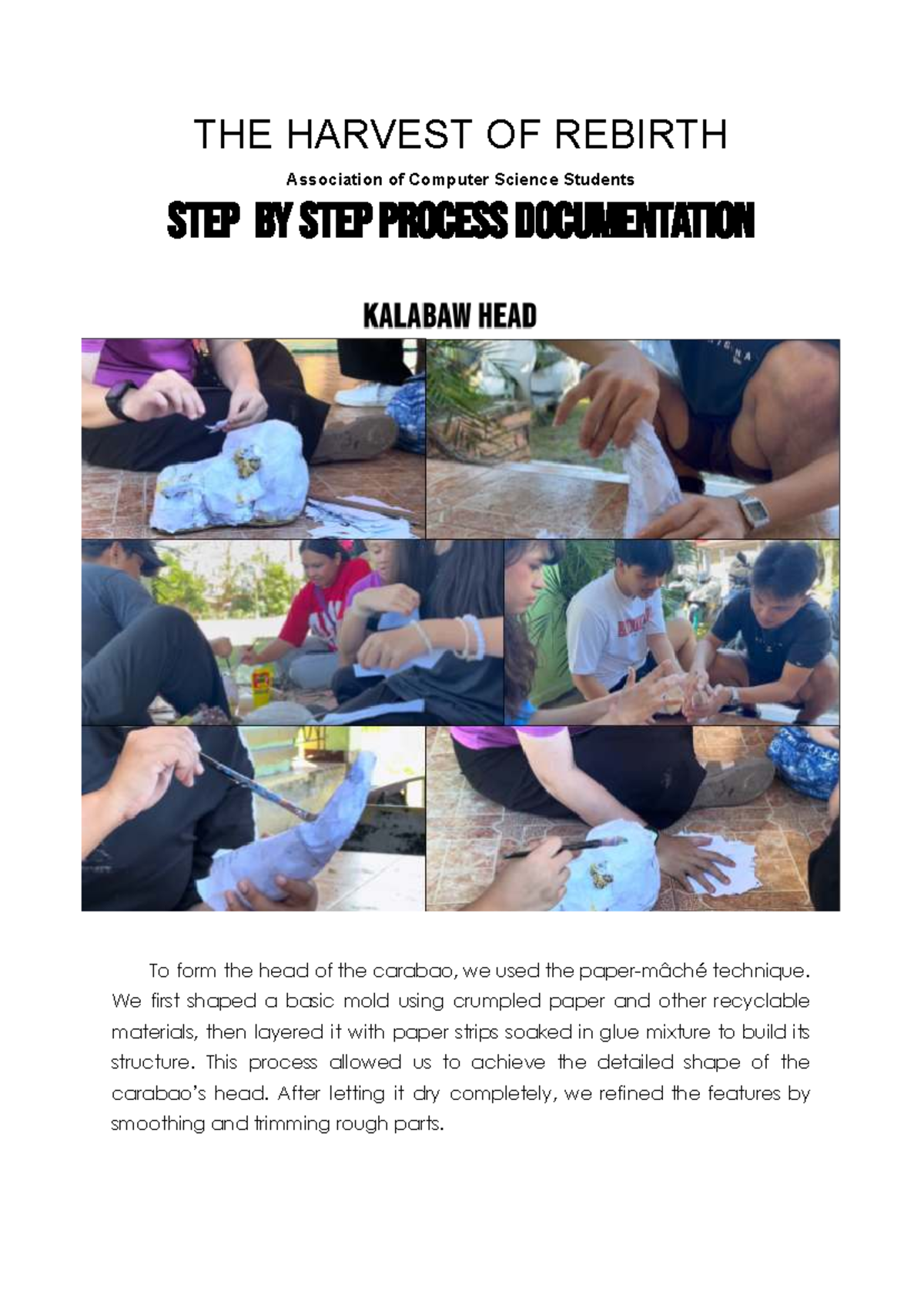 ACSS STEP Process Documentation for Carabao Head & Boat Creation - Studocu