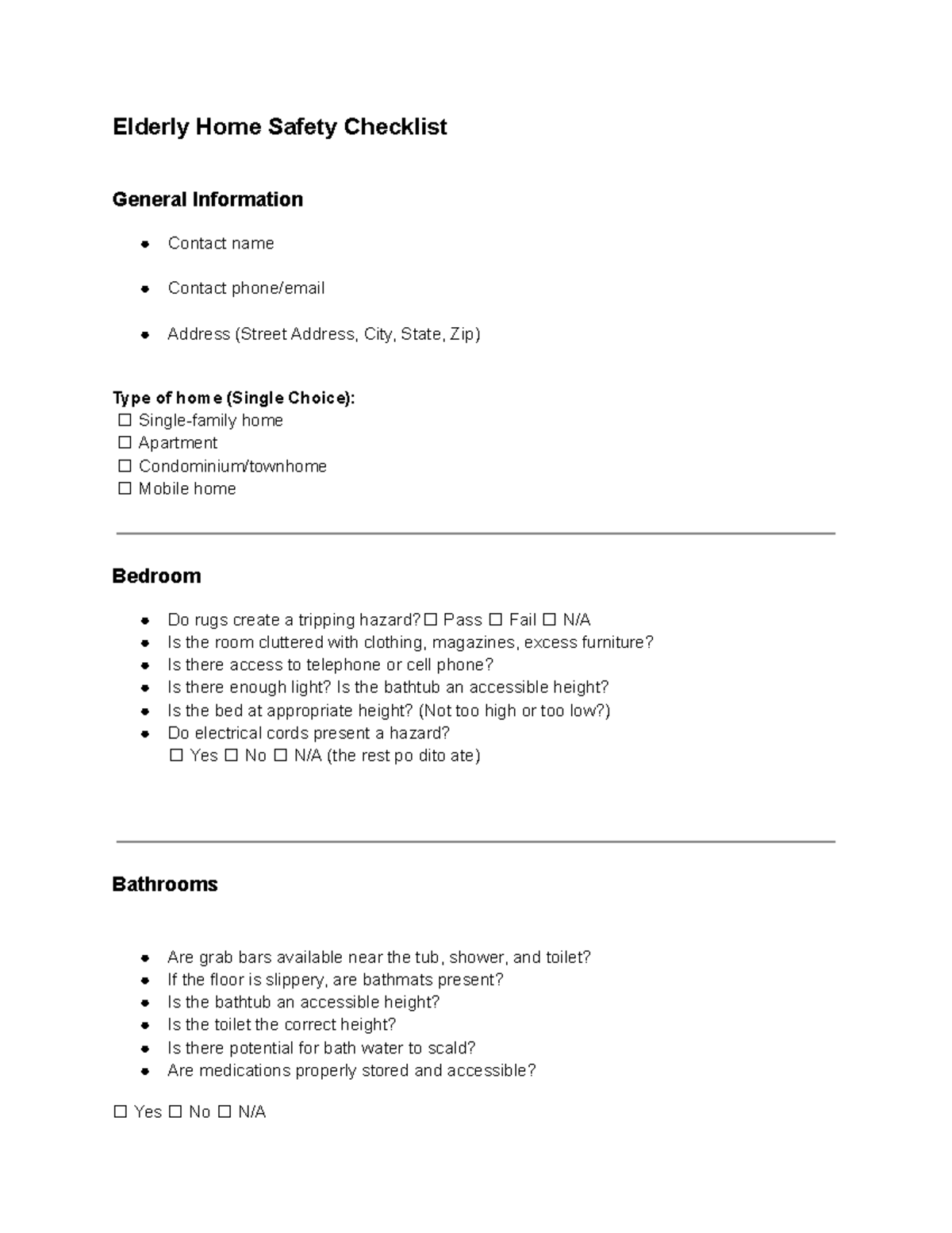 Elderly Home Safety Checklist & CGA Tools Overview - Studocu