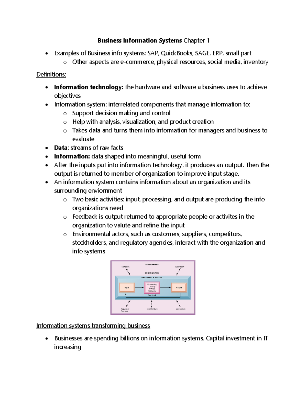 Business Information Systems: Chapter 1 Overview and Key Concepts - Studocu