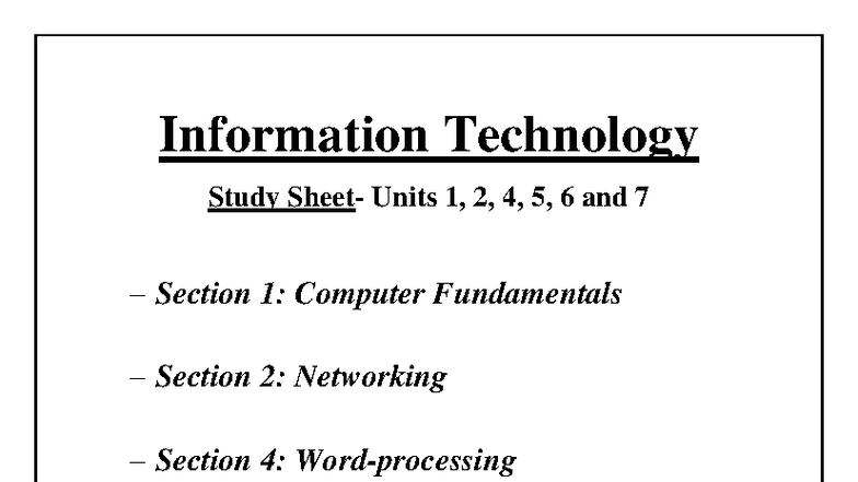 IT 578224986 Study Guide: Computer Fundamentals, Networking ...