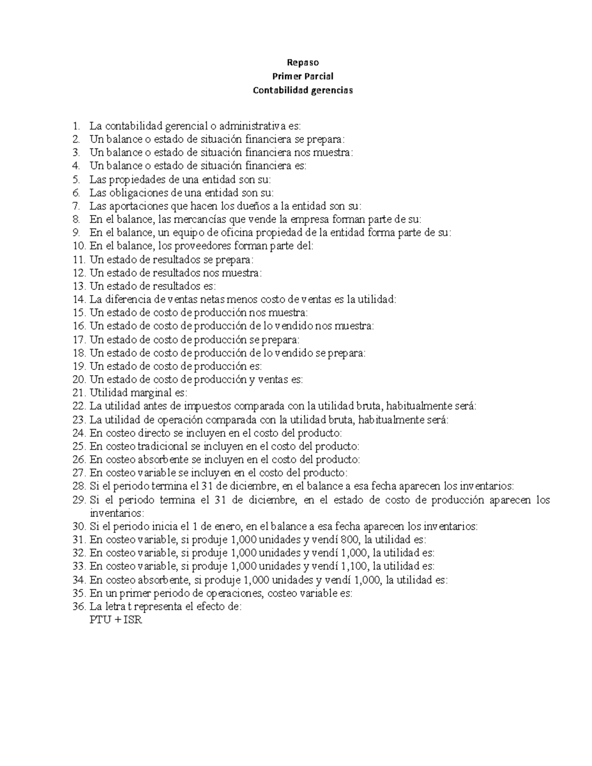 Repaso para el 1er Parcial de Contabilidad Gerencial - Ejercicios Clave - Studocu