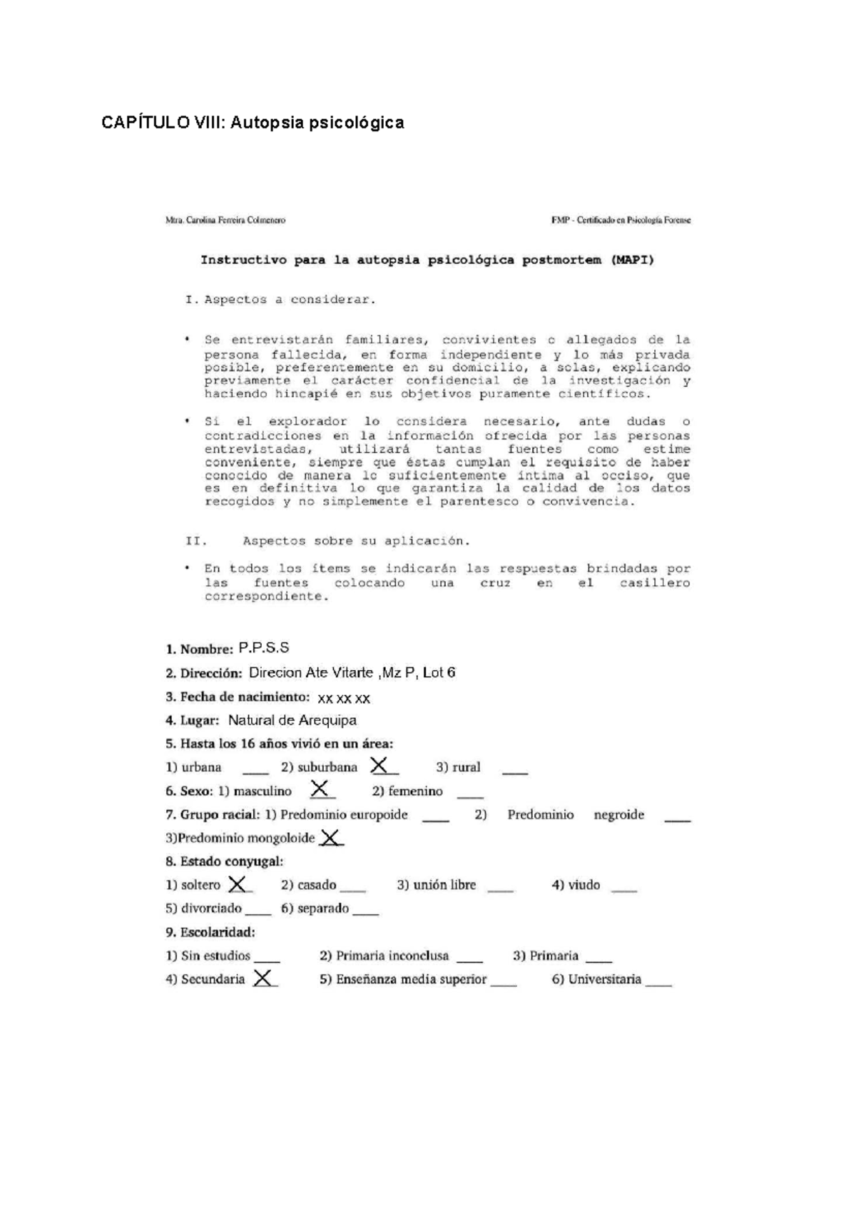 CAPÍTULO: Autopsia Psicológica - MAPI - Mtra. Carolina Ferreira ...