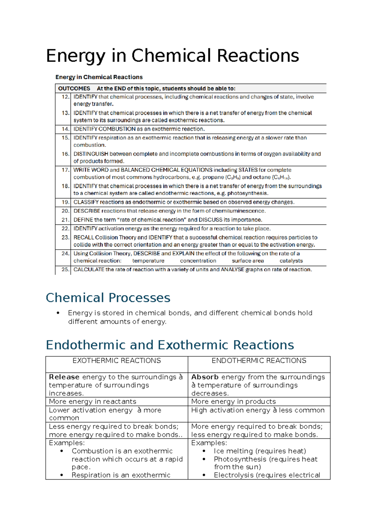 Energy in Chemical Reactions: Exothermic & Endothermic Processes - Studocu