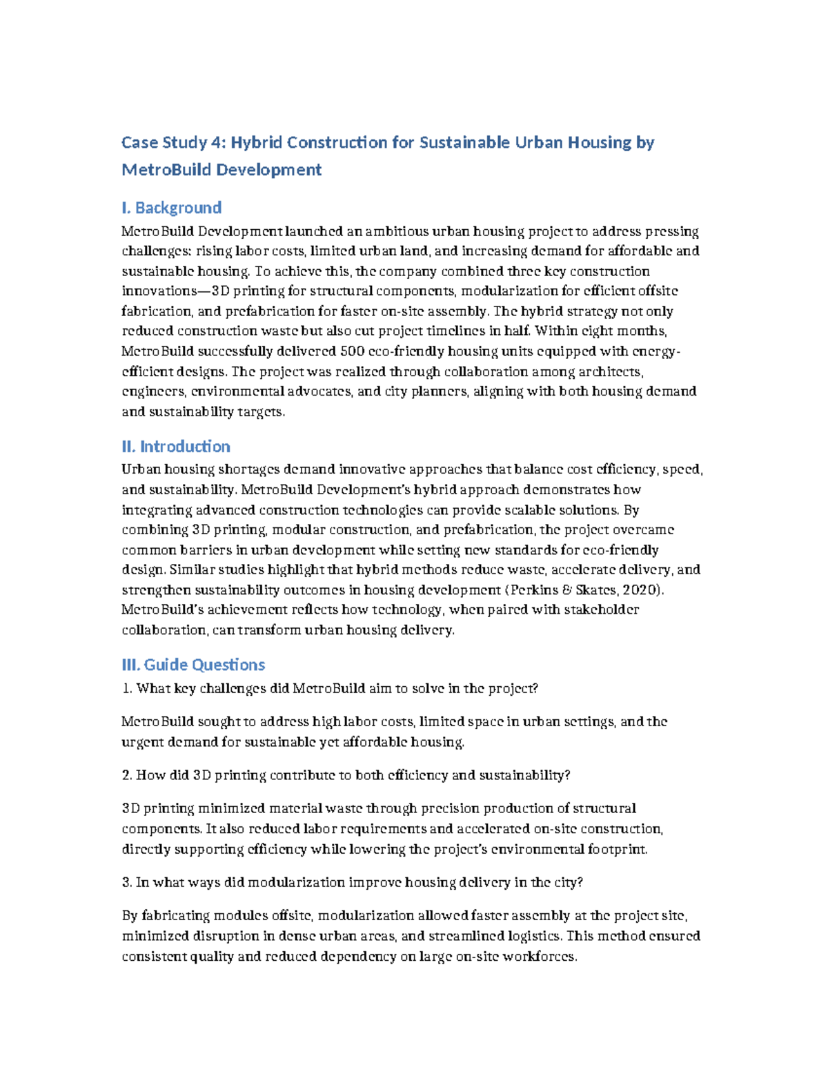 Case Study 4: Hybrid Construction for Sustainable Urban Housing - Studocu