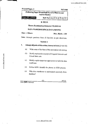 Data Warehousing and Data Mining - LECTURE NOTES ON DATA MINING& DATA ...