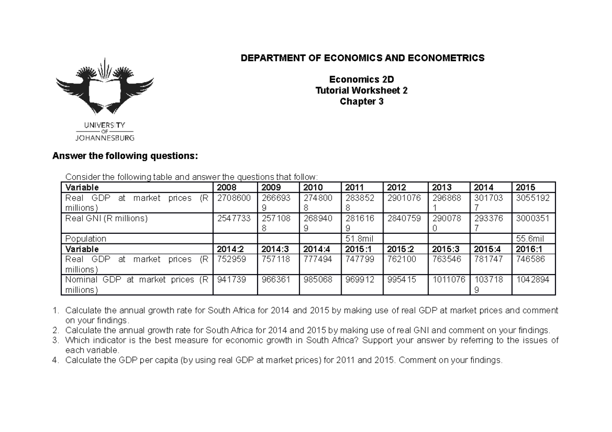 Worksheet 2 Chapter 3 - DEPARTMENT OF ECONOMICS AND ECONOMETRICS ...