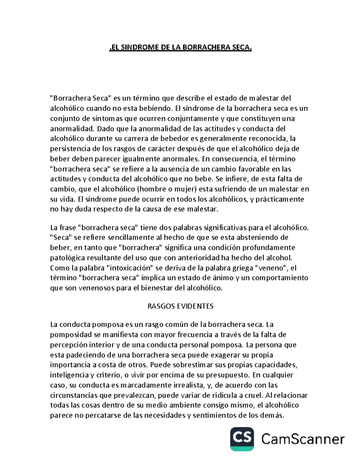 El Síndrome de la Borrachera Seca: Características y Consecuencias ...