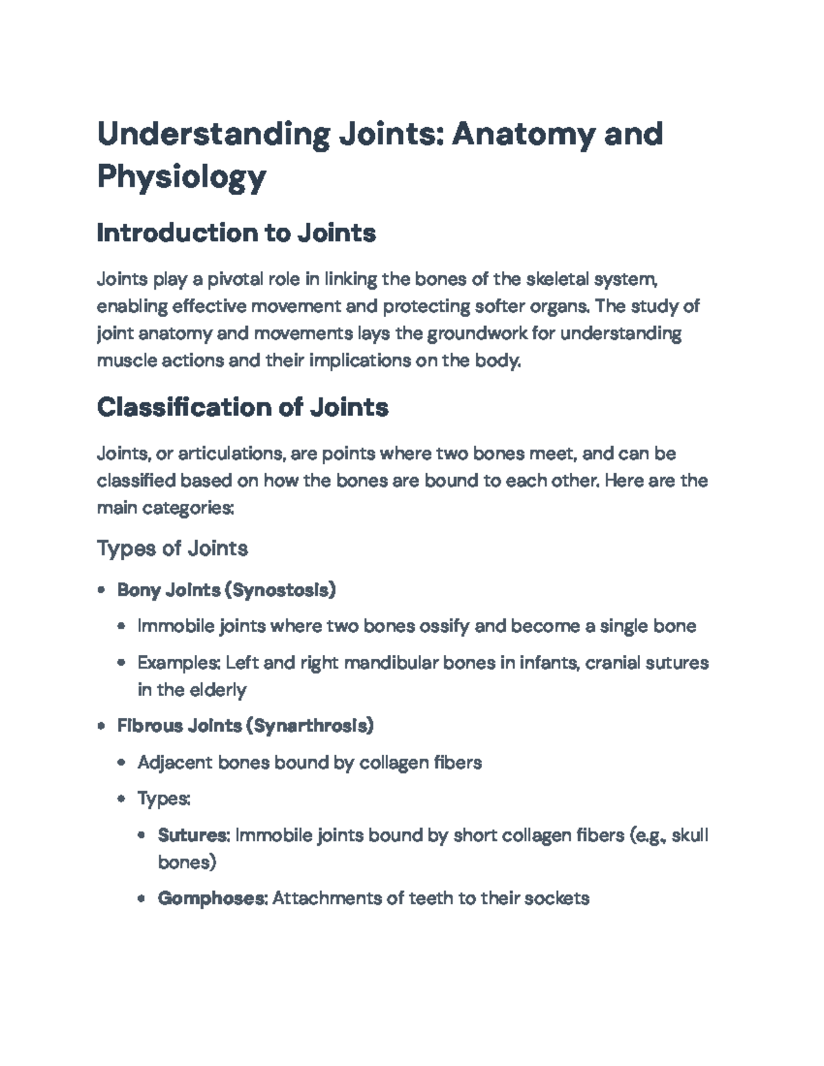 Understanding Joints: Anatomy and Disorders (Course Code: 663763 ...