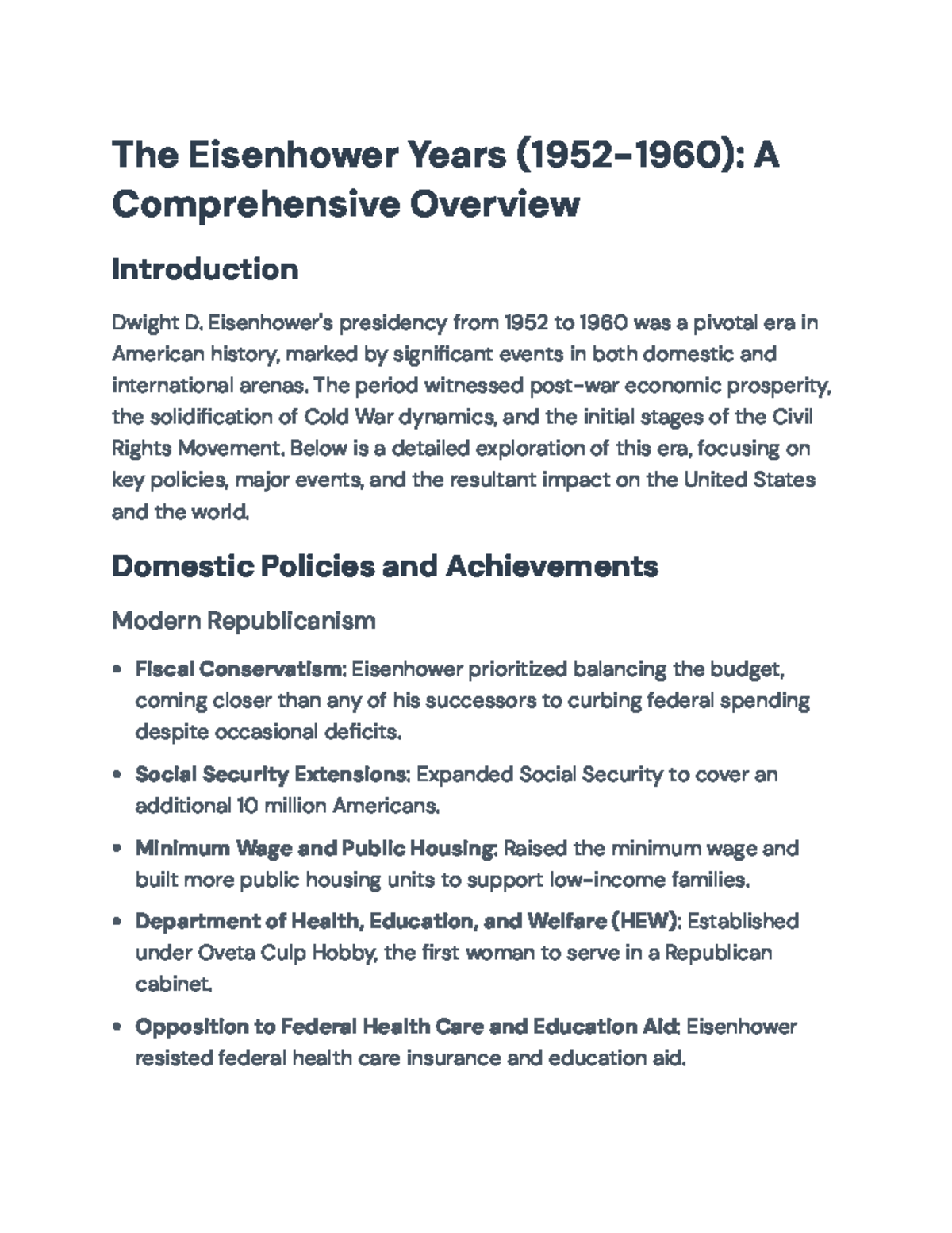 Eisenhower Era (1952-1960): Comprehensive Overview of Policies and ...