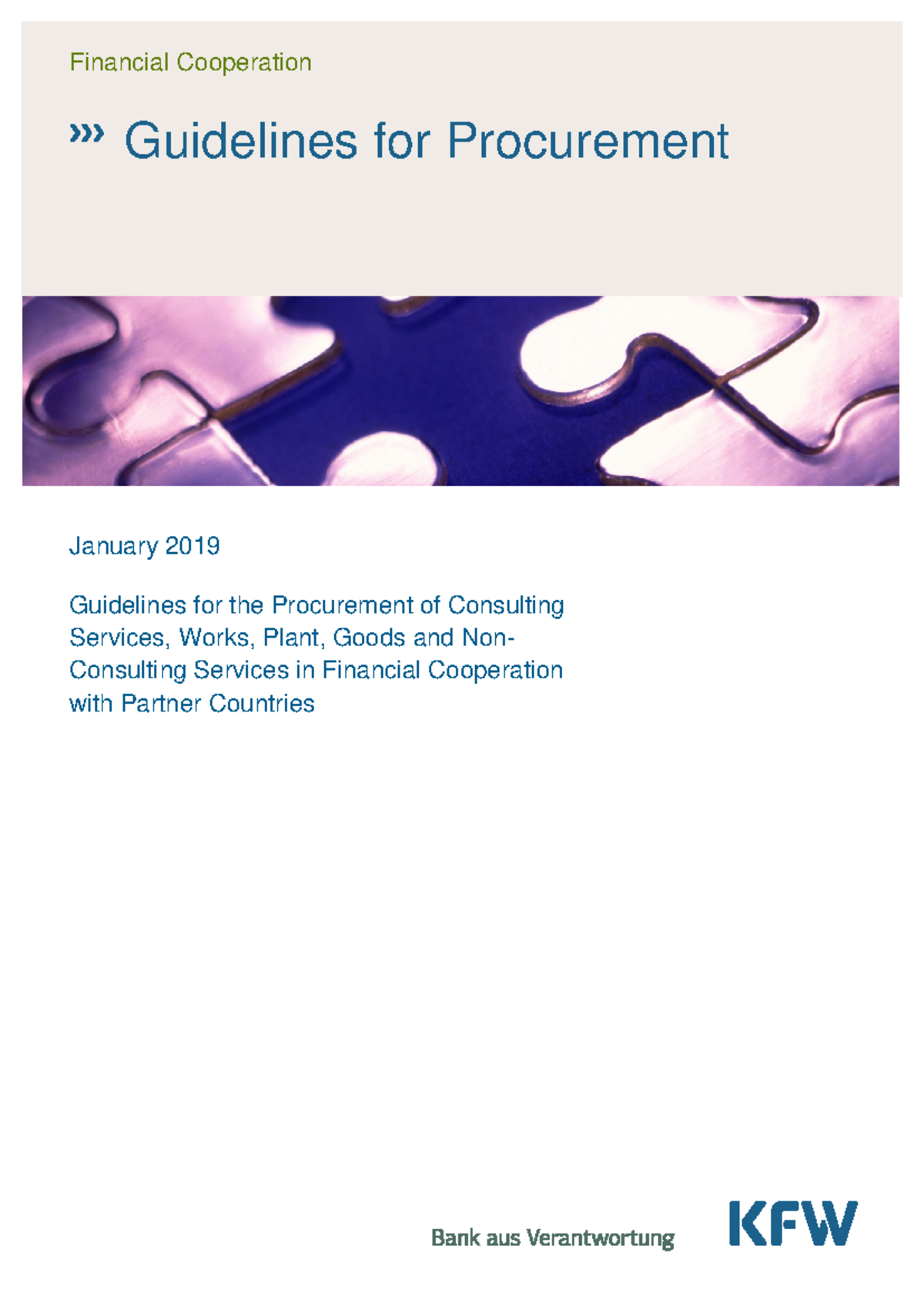 KfW Financial Cooperation Procurement Guidelines - January 2019 - Studocu