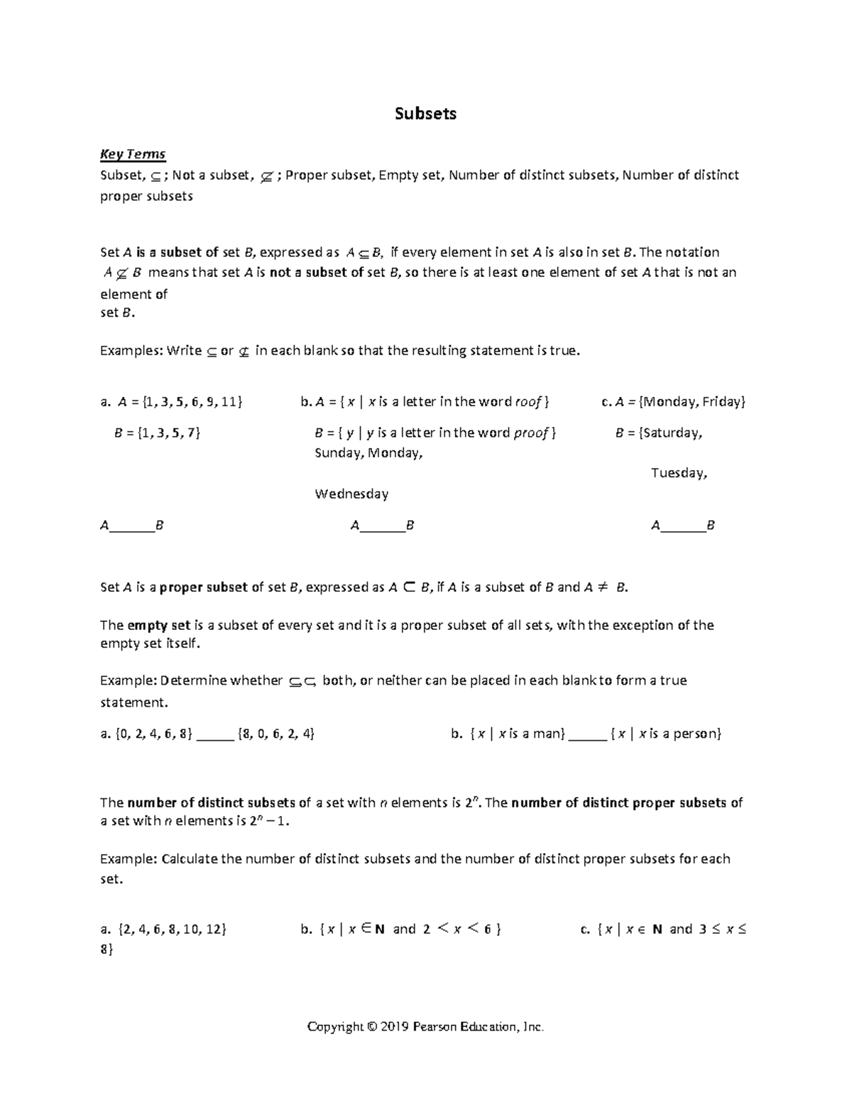 Math 101 Lecture Notes: Understanding Subsets and Proper Subsets - Studocu