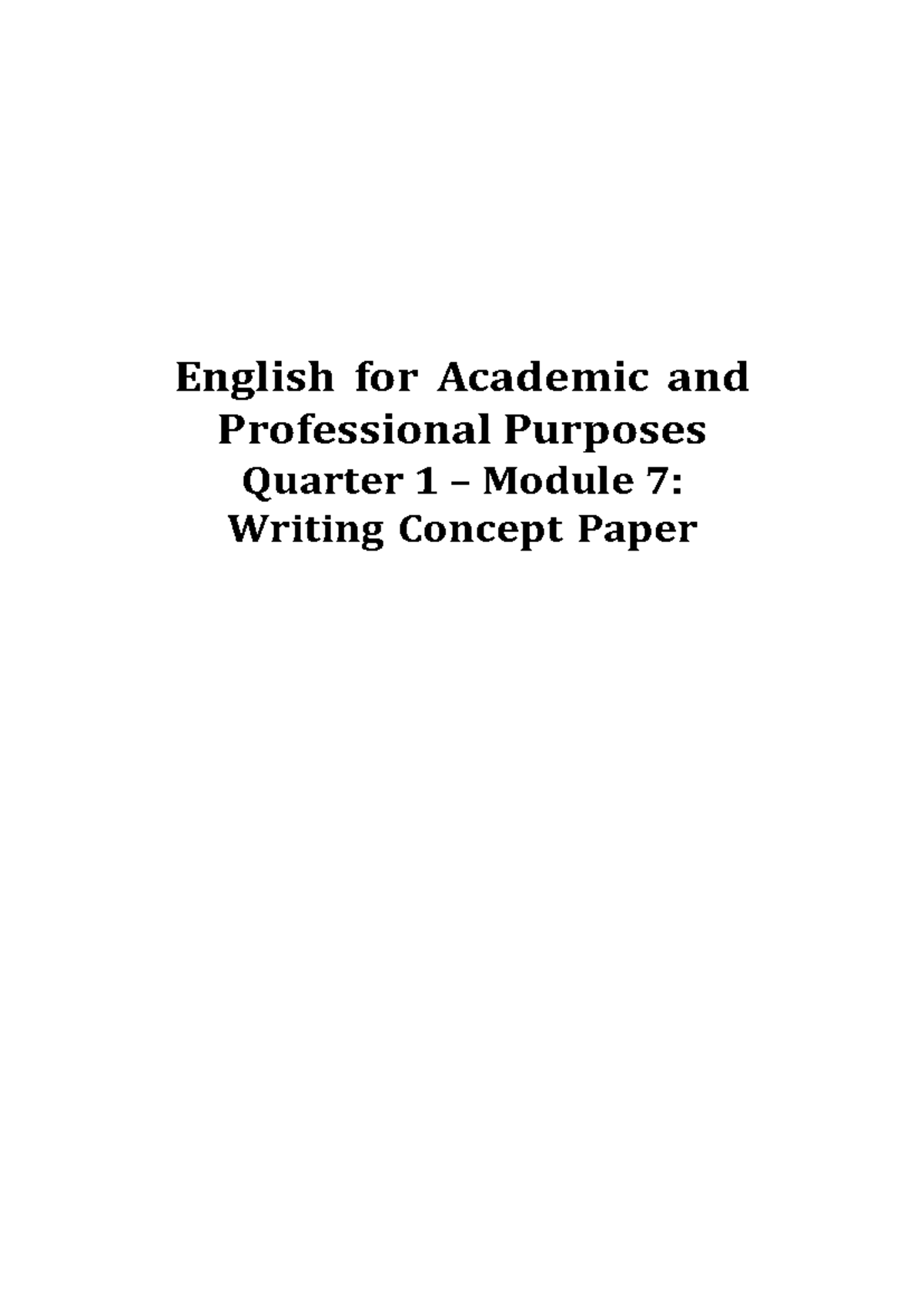EAPP - Q1 - Writing a Concept Paper in Module 7 Overview - Studocu