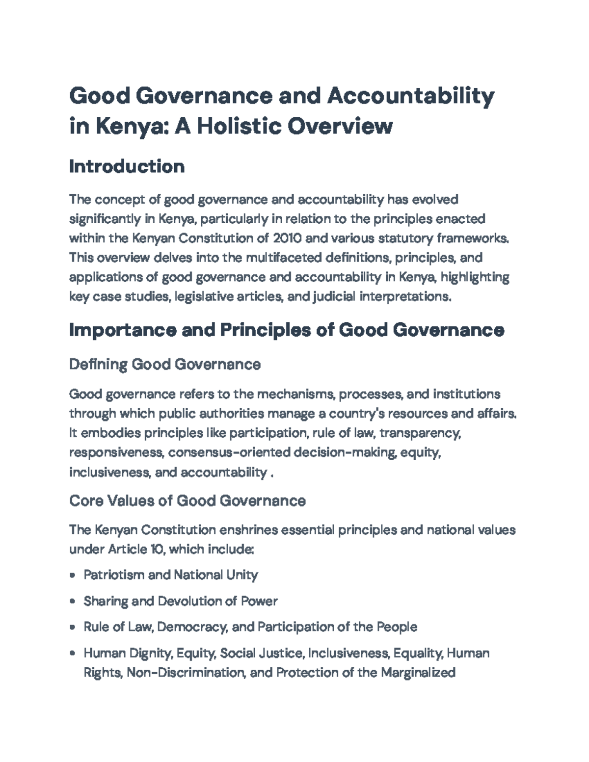Good Governance and Accountability in Kenya: A Comprehensive Overview ...