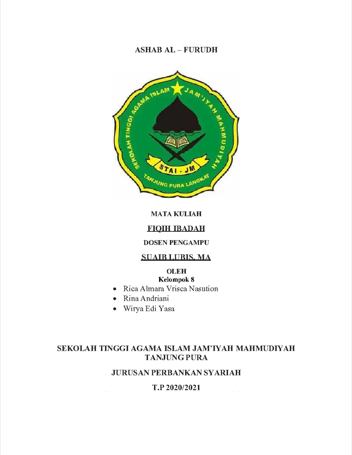 Final Report: Makalah Ashab Al-Furudh (KQBKD KC) - Studocu