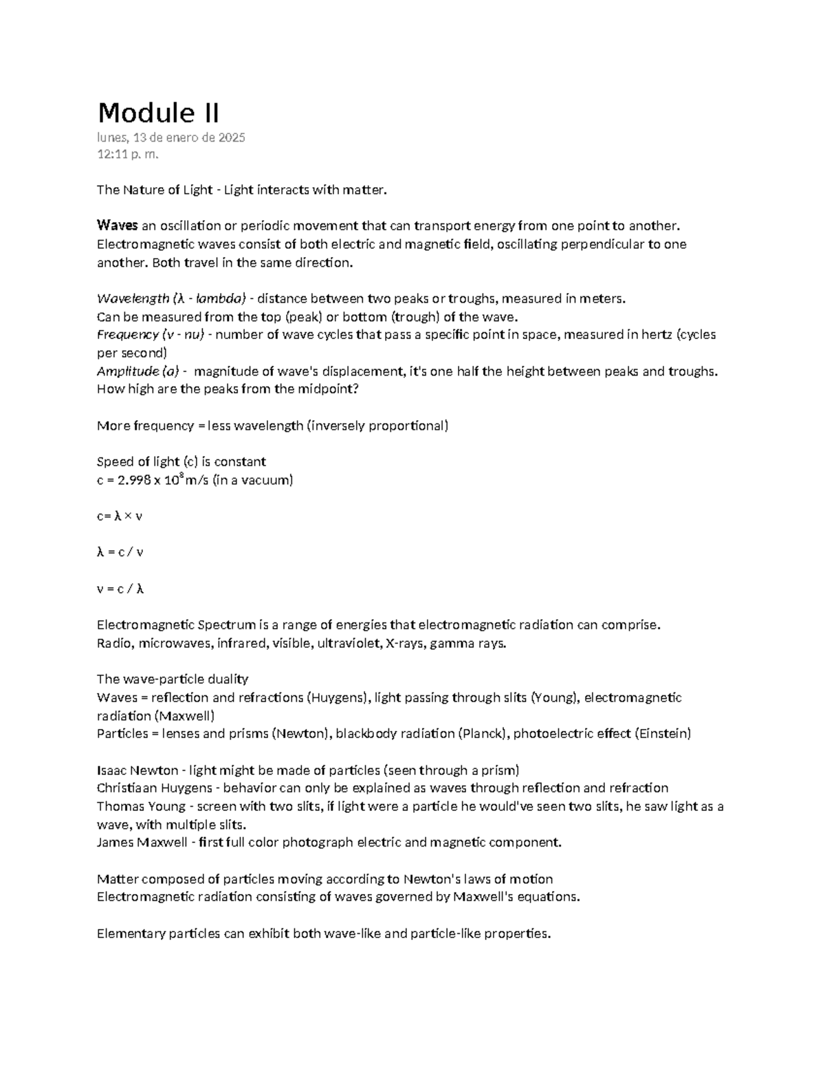 CHEM103 Module 2 - Module II lunes, 13 de enero de 2025 12:11 p. m. The ...