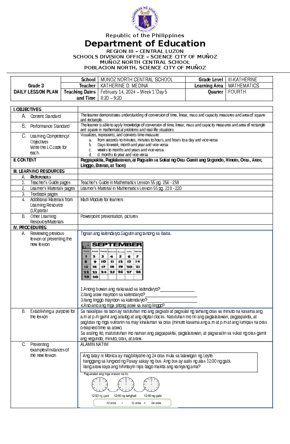 DLP MATH Q4 WEEK1 DAY5 - DLP - Department of Education REGION III ...