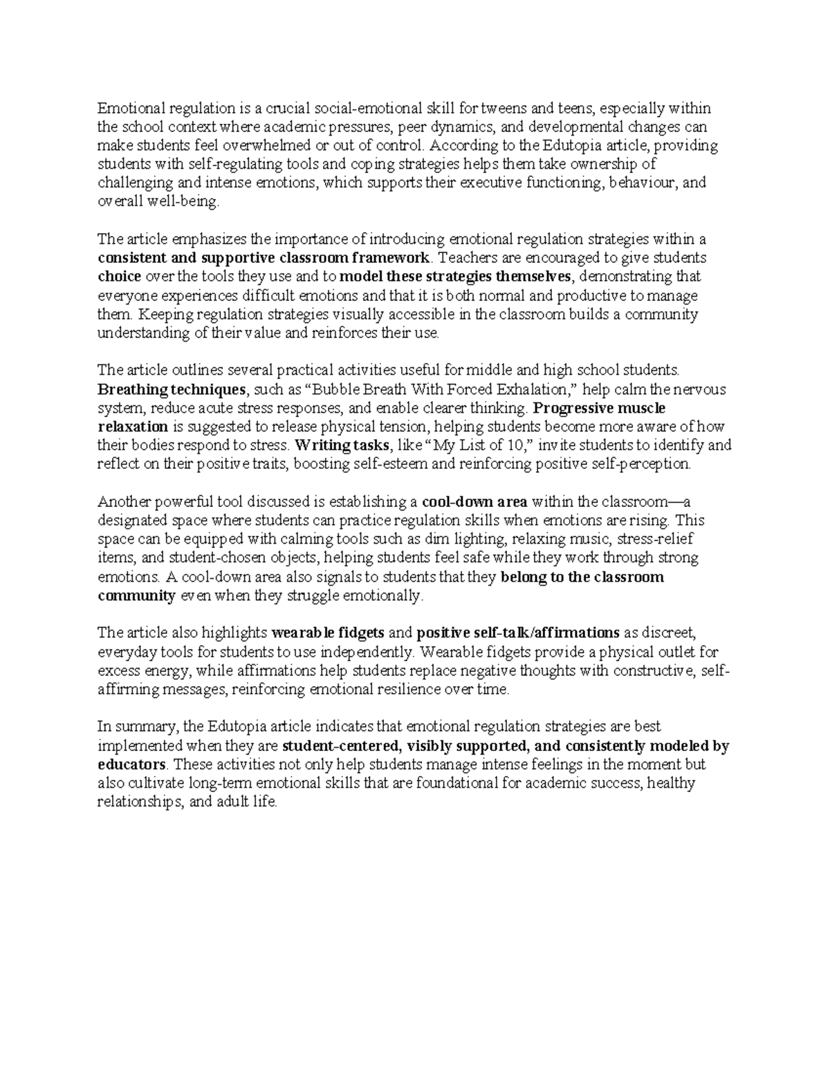 Emotional Regulation Strategies for Tweens & Teens - EDpy 389 ...