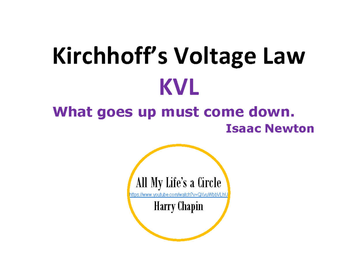 Kirchhoff's Voltage Law (KVL) Lecture Notes & Practice Problems FA25 ...