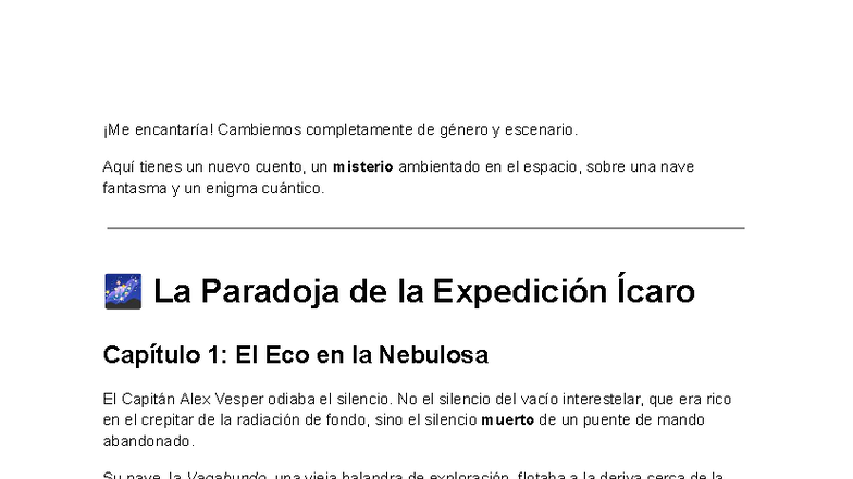 La Paradoja de la Expedición Ícaro: Un Misterio Espacial - Studocu