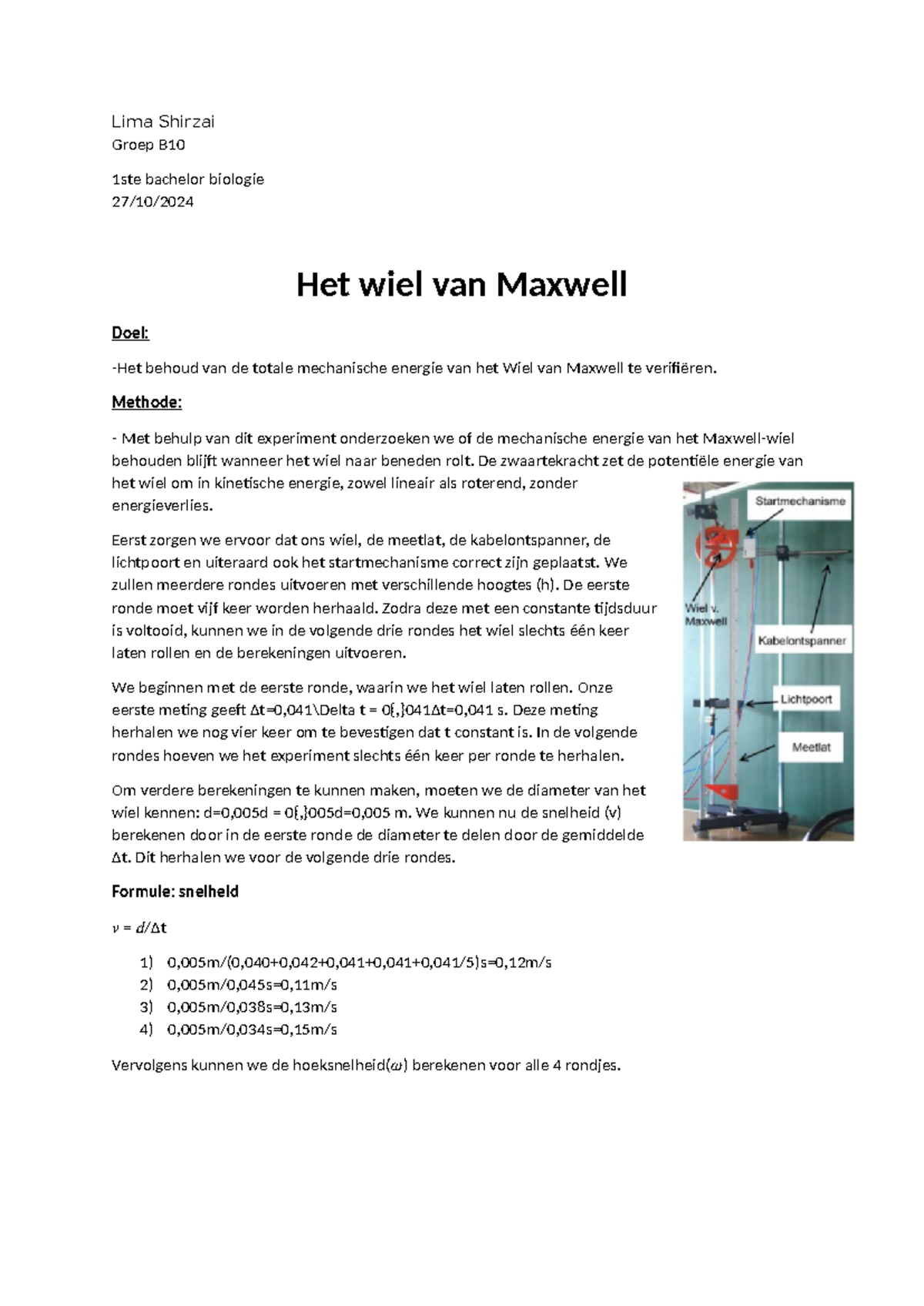 Samenvatting Natuurkunde 1: Het Wiel van Maxwell en Energieberekening ...