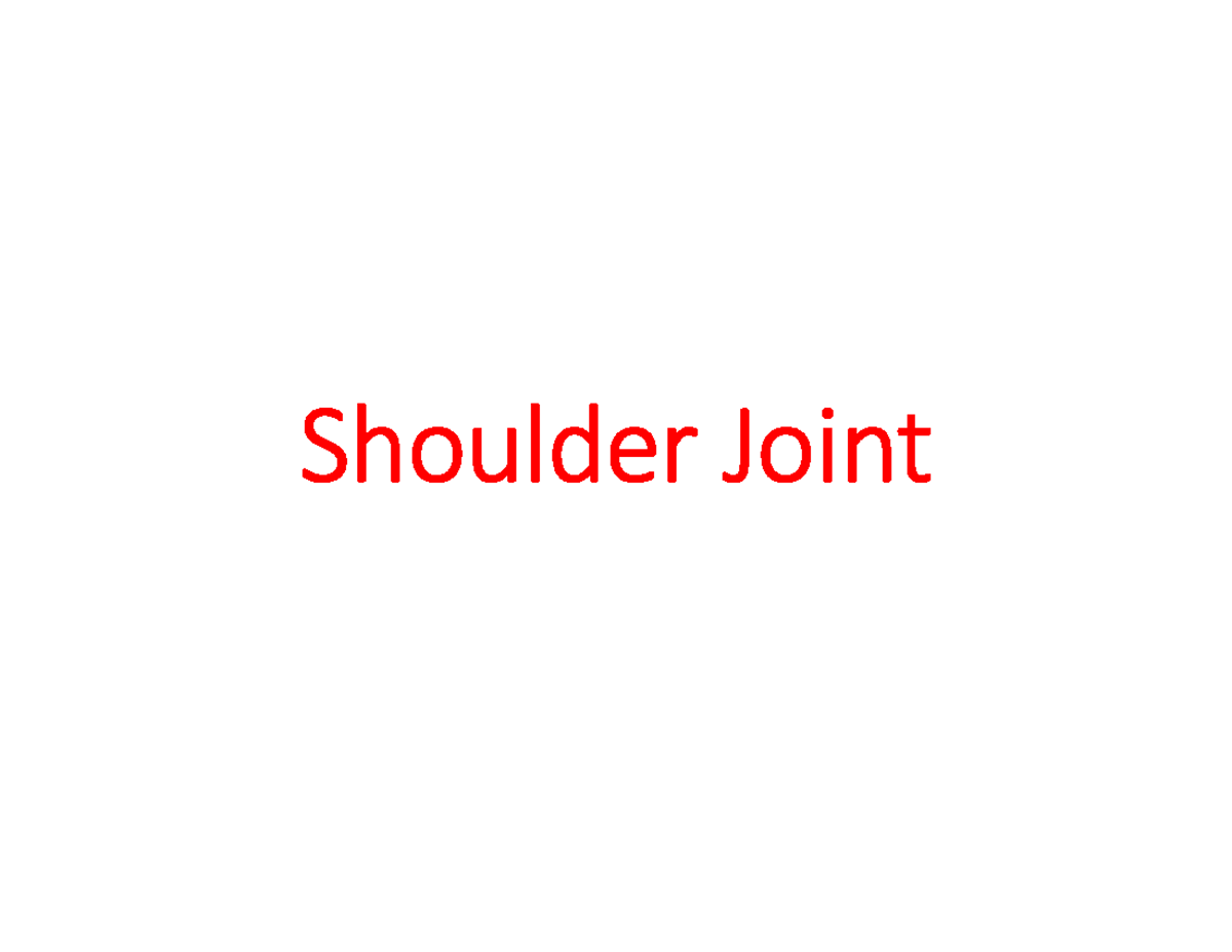 Shoulder Joint Anatomy - BSC Nursing 1st Sem Notes - Studocu