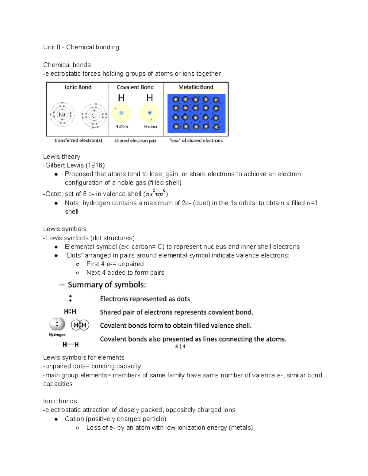 Chem 104 - Unit 8 - Chemical bonding - Unit 8 - Chemical bonding ...