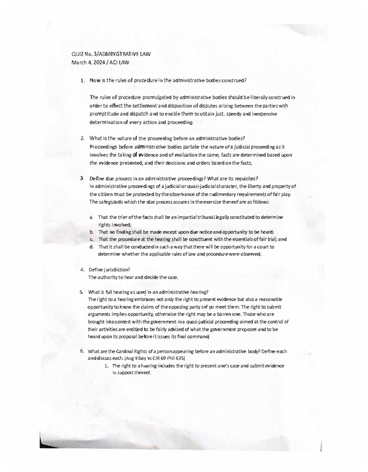 Admin-Law-Handout - HANDOUT ON ADMINISTRATIVE LAW - QUIZ No. 3 ...