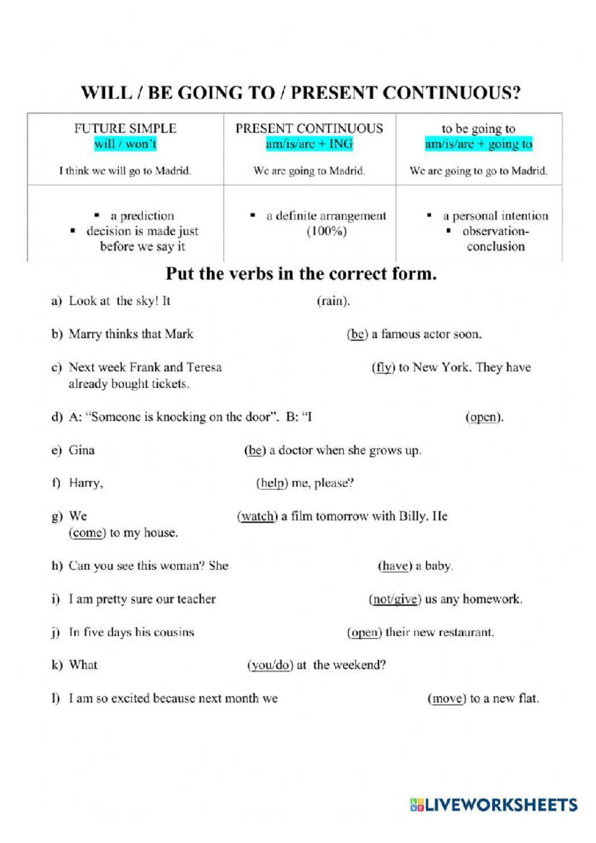 Future Tenses: Will, Going To, and Present Continuous (ENG101) - Studocu