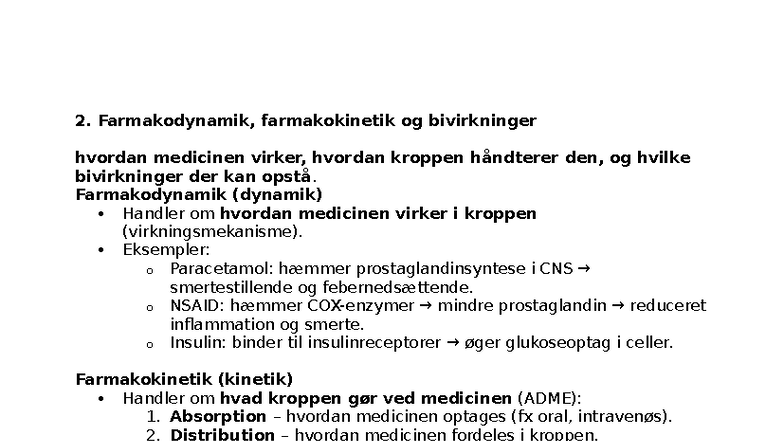 Farmakodynamik og farmakokinetik: Medicinens virkning og bivirkninger ...