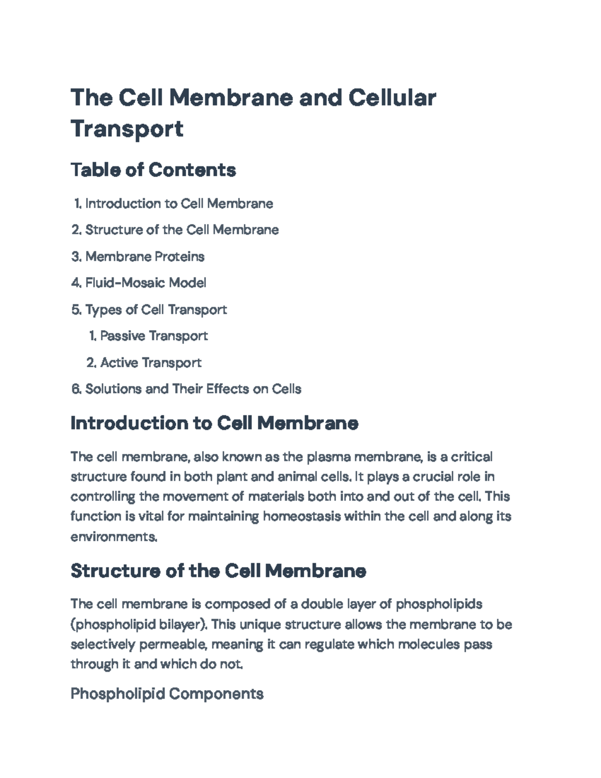 Cell Biology Overview: Cell Membrane Structure & Transport Mechanisms - The Cell Membrane and ...