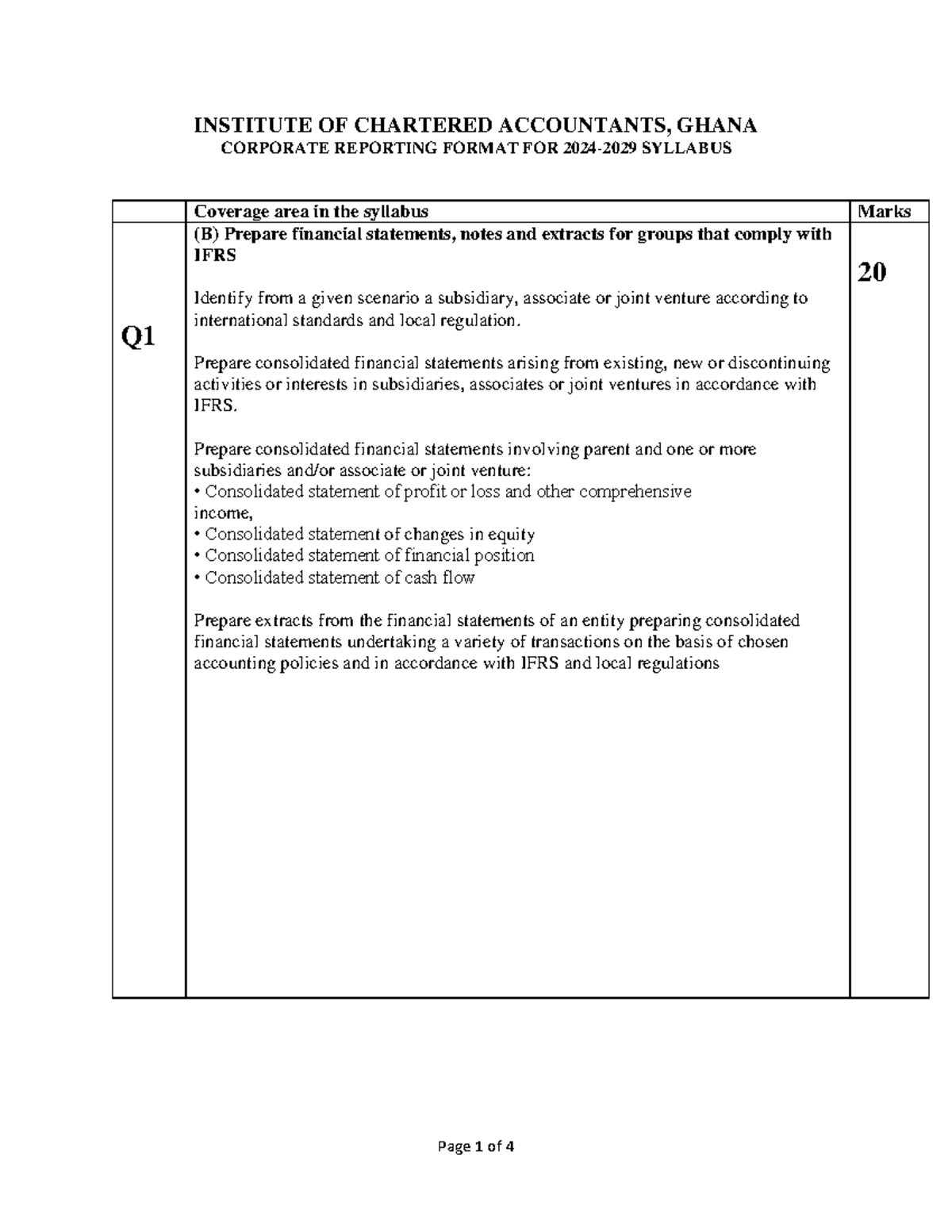 Corporate Reporting Format (ICAG) - Syllabus Overview 2024-2029 - Studocu