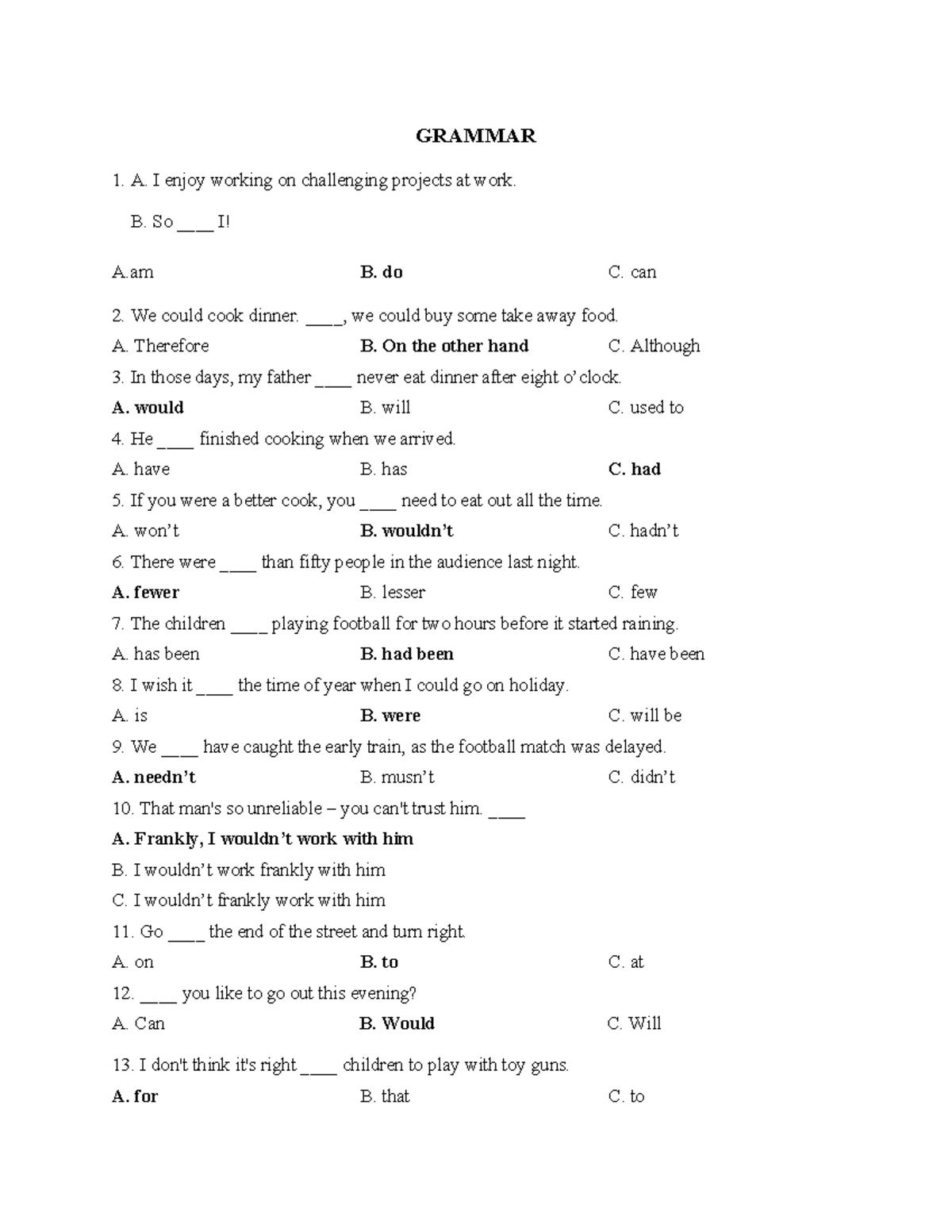 G + V Test 3 - Aptis Grammar and Vocabulary Practice - Studocu