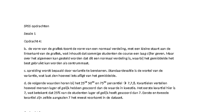 SPSS Opdrachten Sessie 1-4: Statistische Analyse en Interpretatie ...