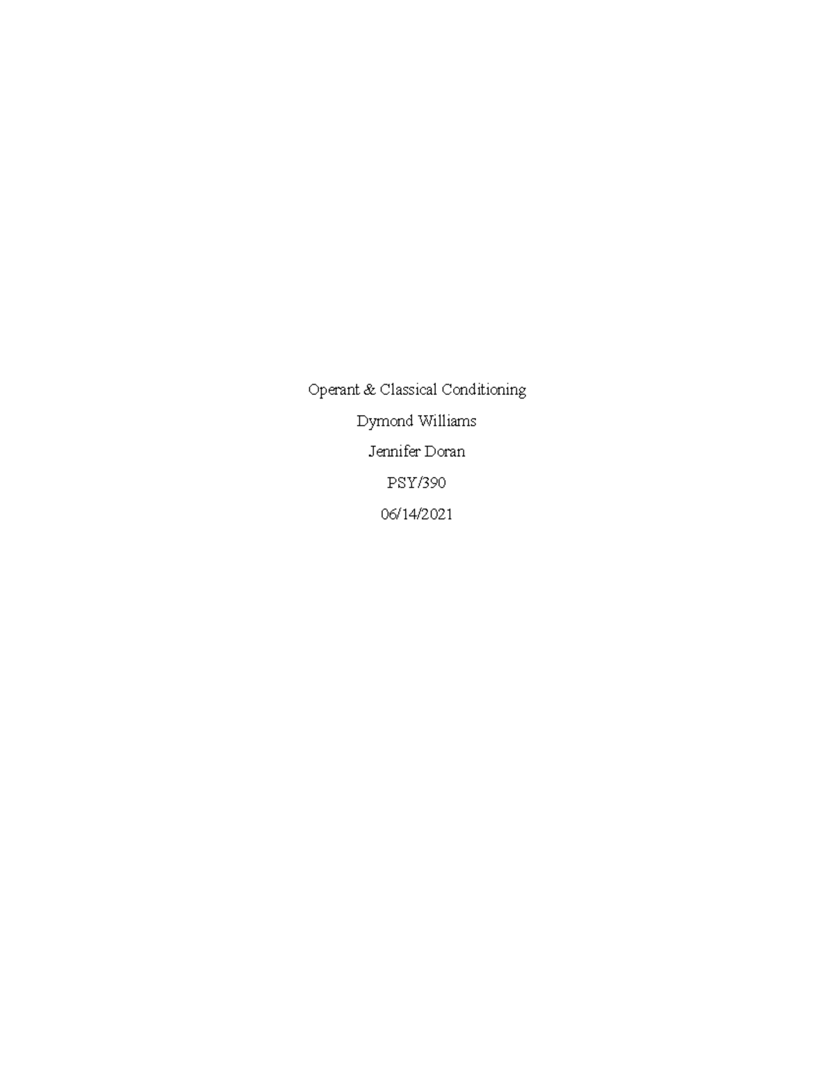 PSY390+Mind+Maps - MInd maps - Operant Classical Conditioning Dymond ...