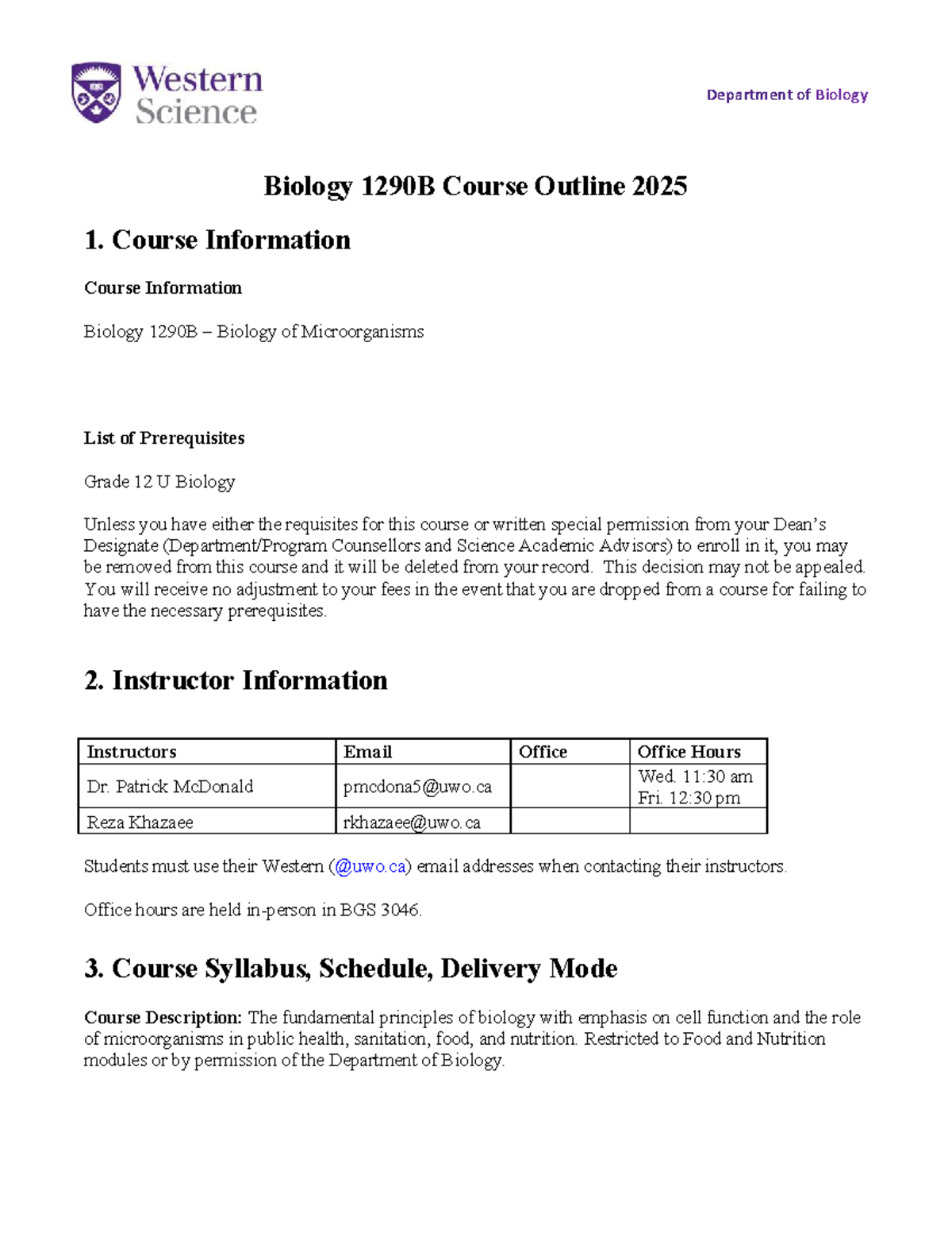 Biology 1290B Course Outline: Microorganisms & Public Health 2025 - Studocu