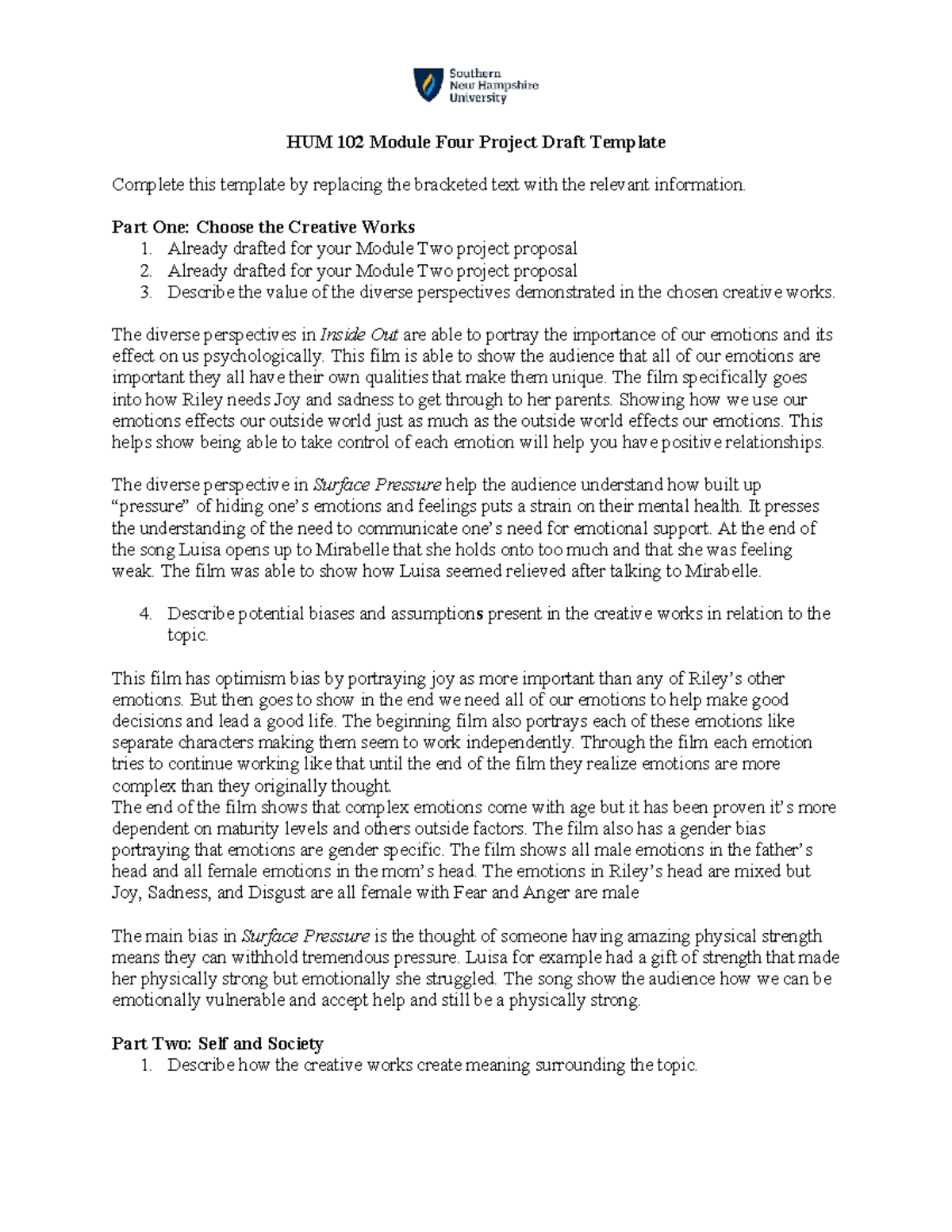 HUM-102 Module Four Project Draft assignment - HUM 102 Module Four ...