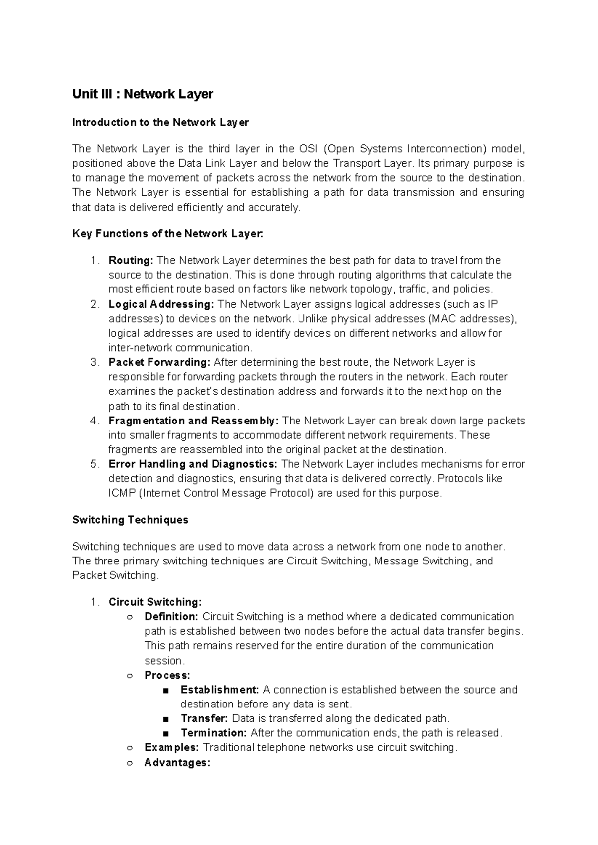 CNS Unit III: Understanding the Network Layer and Routing Protocols ...