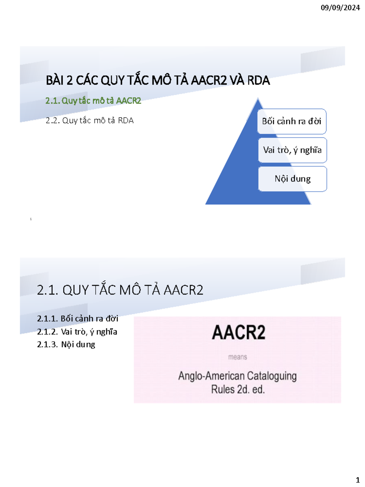 BAI 2 QUY TAC MO TA AACR2 VA RDA - BMMT 2024 - Studocu