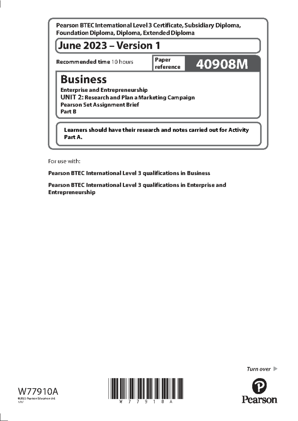 BTEC Level 3 Business: Marketing Campaign Research & Plan (Unit 2 ...