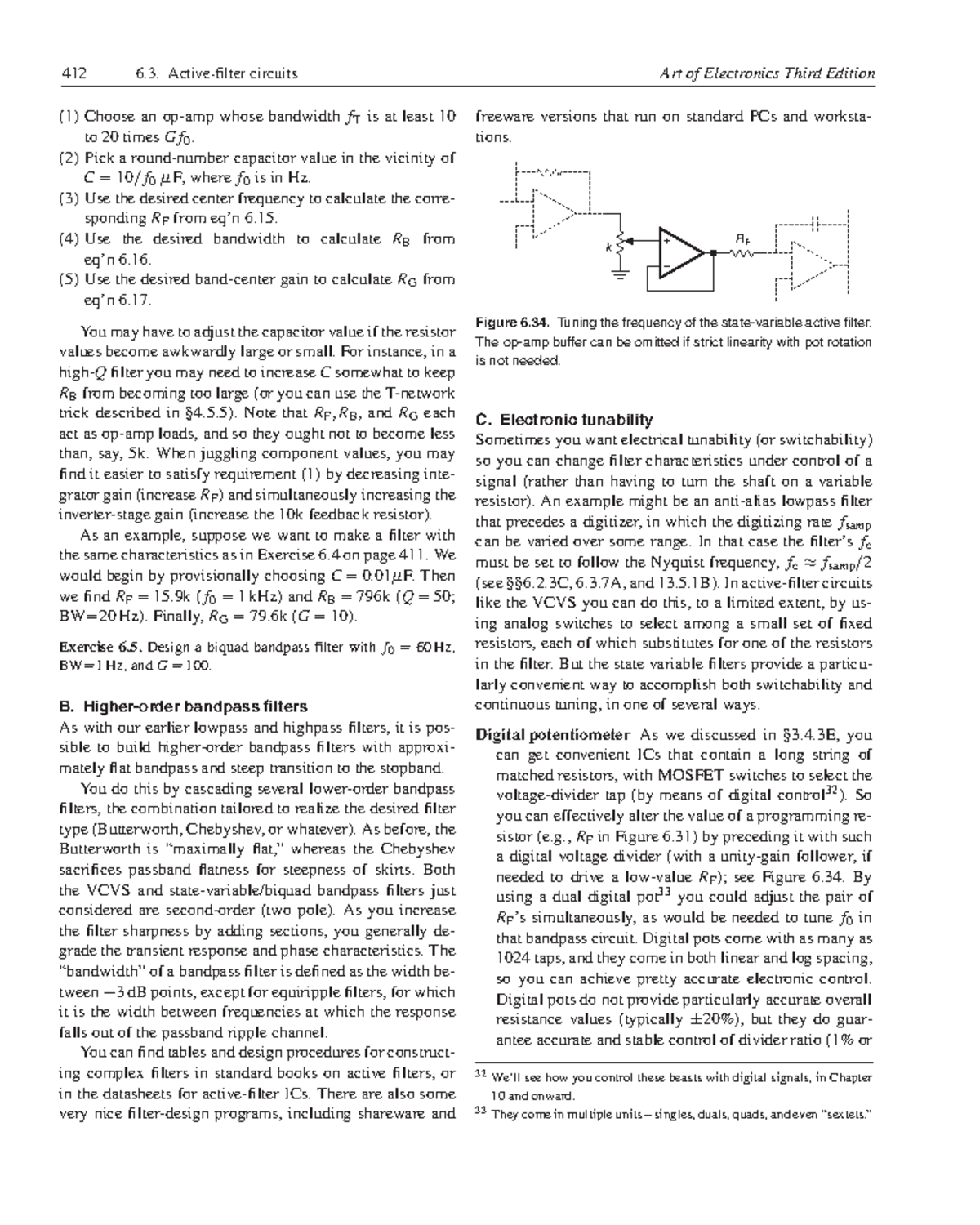 412 Art of Electronics 3rd Ed. Chapter 6: Filter Design Techniques ...