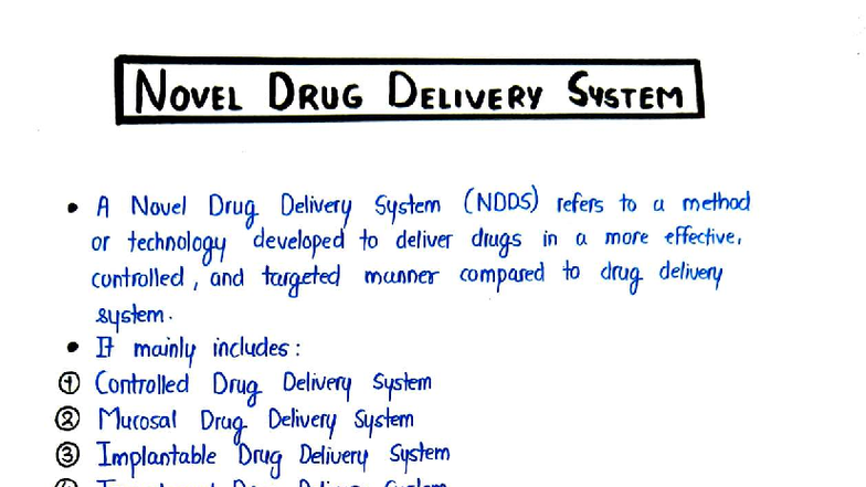 Unit 1 - NDDS: Overview of Novel Drug Delivery Systems - Studocu