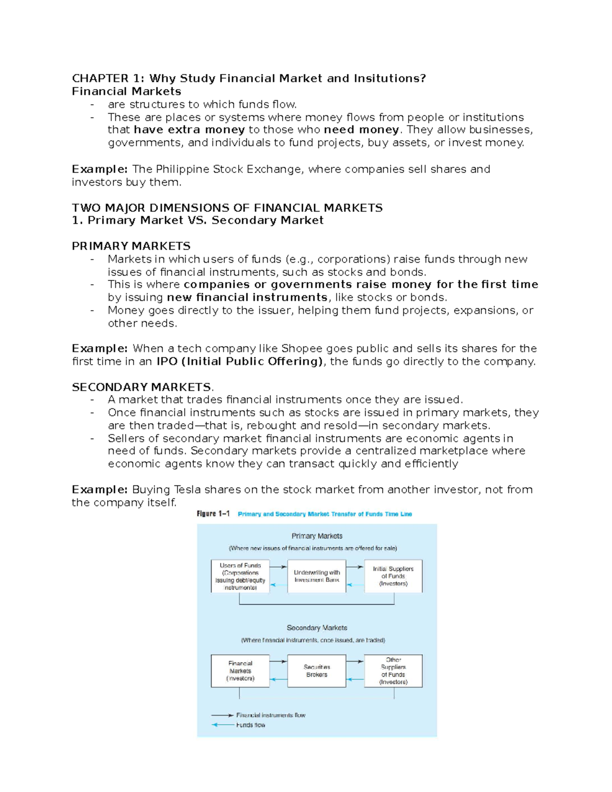 Chapter 1: Overview of Financial Markets & Institutions - Studocu