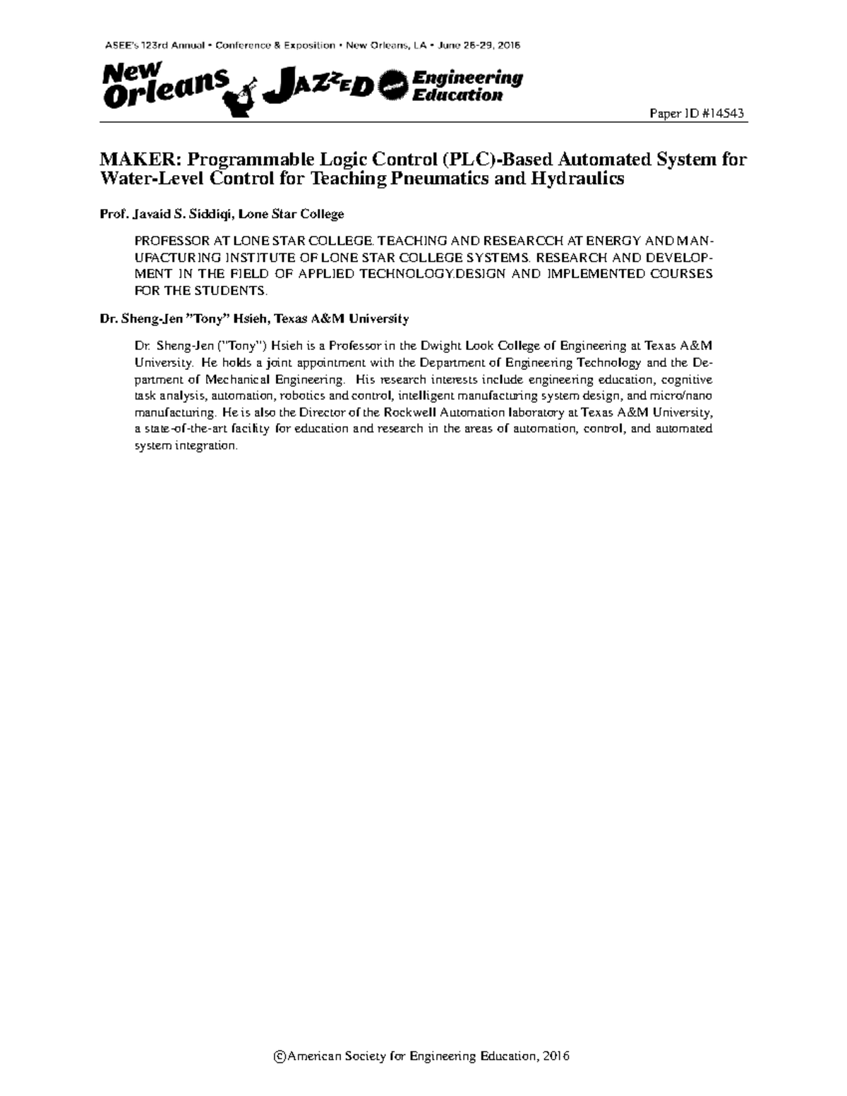 MAKER: PLC-Based Automated Water Level Control for Teaching Pneumatics ...